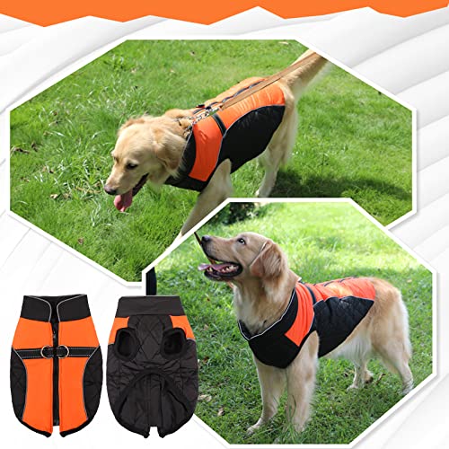 Dog Winter Vest, Windproof Doggy Warm Jacket Padded Puppy Jacket Harness Pet Apparel Cold Weather Coat for Small Medium Large Dogs(S)