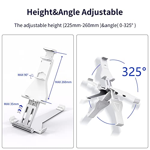 Flexible Cell Phone Holder Stand,with A Rotating Aluminum Base and Mount Clamp,Compatible with 4-10'' Device iPhone X Xs 11 12 13 Pro Max XR SE/iPad/Kindle,Used for Desktop,Bed,Couch(Silver)