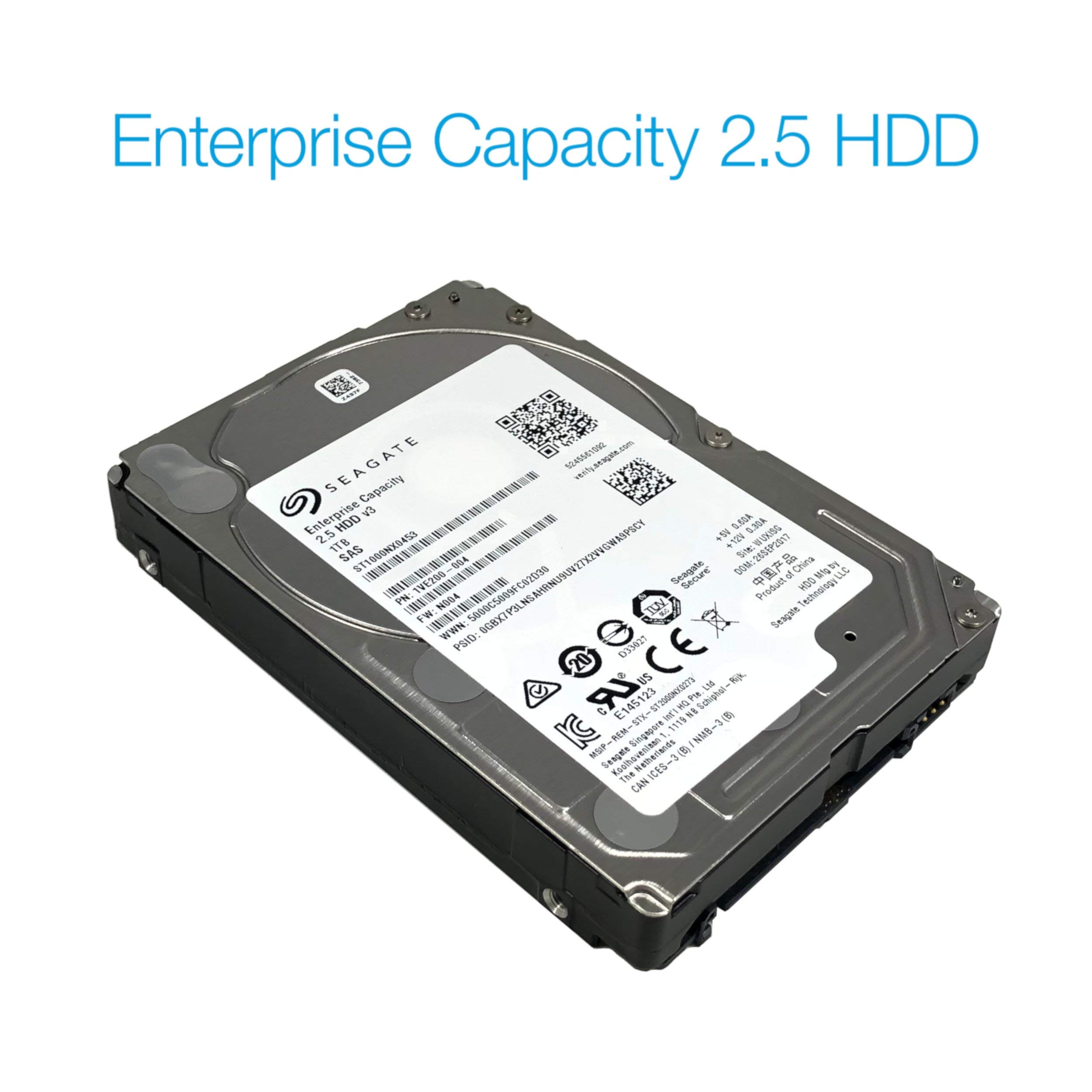 Seagate Enterprise Capacity 2.5 HDD | ST1000NX0453 | 1TB 7.2K RPM 128MB-Cache 2.5-inch | 512n | Dual SAS 12Gb/s Interface | Internal Hard Disk Drive