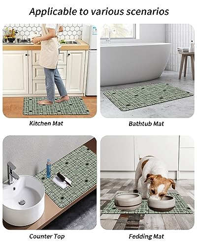 Geometry Bath Mat for Tub,Non Slip Bathroom Floor Runner Rug Quick Dry & Absorbent Diatomaceous Earth Shower Sink Kitchen Living Room Washable Doormat,Modern Boho Polka Dot Minimalist Flowers 16"x24"
