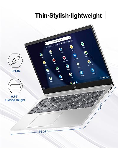 HP 2023 Newest Chromebook Laptop Student Business, 15.6" HD Display, 8GB RAM, 192GB Storage (64GB eMMC+128GB MSD Card), Quad-Core Intel Processor N200, Long Battery,Chrome OS, Bundle with JAWFOAL