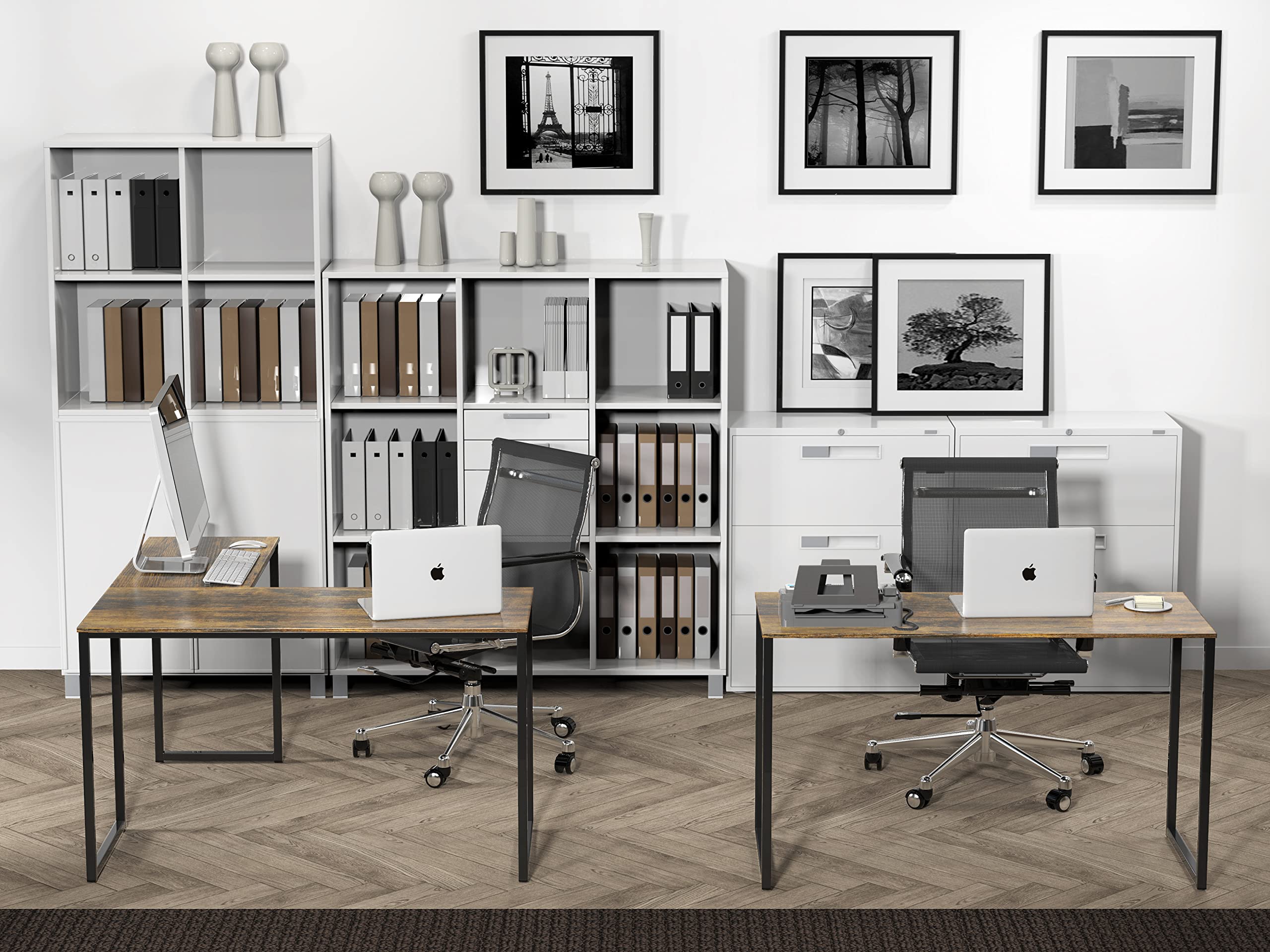 SHW 48-Inch Mission L-Shaped Home Computer Desk, Rustic Brown