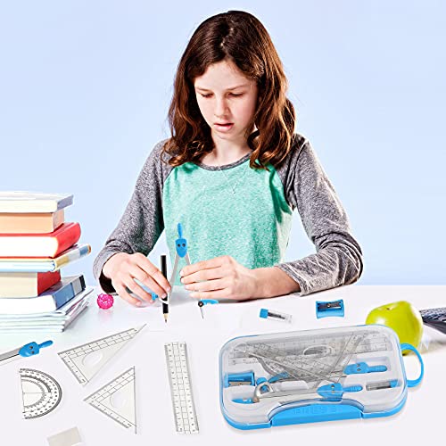 Geometry Kit, ZOOZE 10-Piece Math Tool Kit with Compasses, Protractor, Pencil, Eraser, Sharpener, Set Square, Triangle, 6β Ruler, Lead Refills, Storage Box