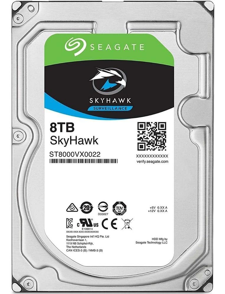 Seagate SkyHawk 8TB Surveillance Internal Hard Drive HDD β 3.5 Inch SATA 6Gb/s 256MB Cache for DVR NVR Security Camera System with Drive Health Management (ST8000VX0022)