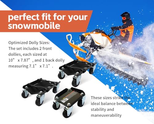 MaxxHaul 50906 Snowmobile Moving Dolly Set, 1500lbs Load Capacity V-Slide Anti-Slip Rubber Pads Straps Firmly Attaching on Skis