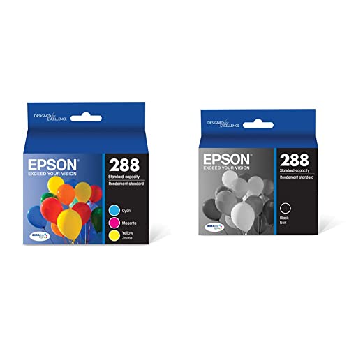 Epson T288 DURABrite Ultra Ink Standard Capacity Color Combo Pack & T288 DURABrite Ultra Ink Standard Capacity Black Cartridge (T288120-S) for Select Expression Printers