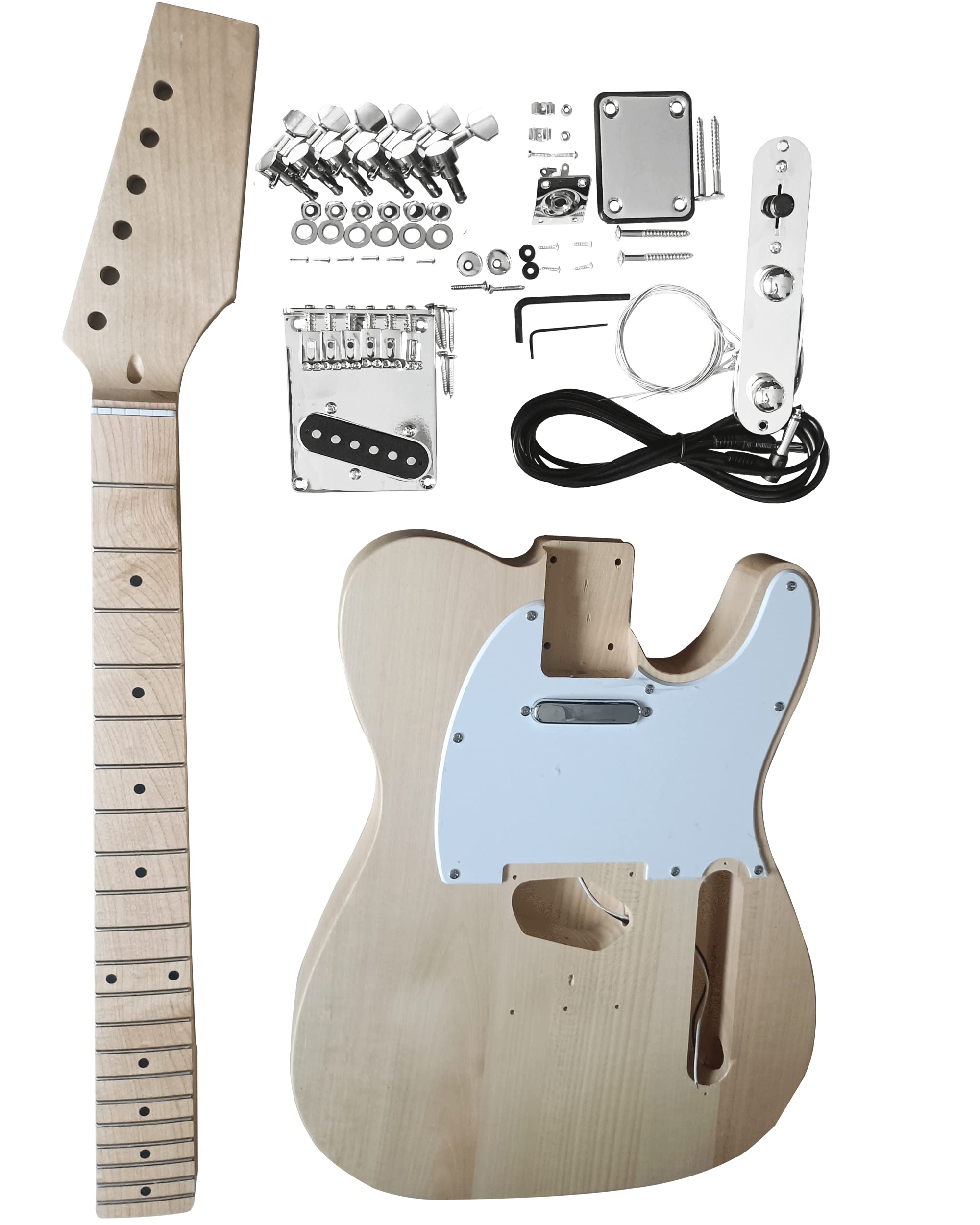 HENGYEE DIY Electric Guitar Kits 6 String Right Handed with Basswood Body maple neck & Rosewood fingerboard Chrome Hardware Build Your Own Guitar