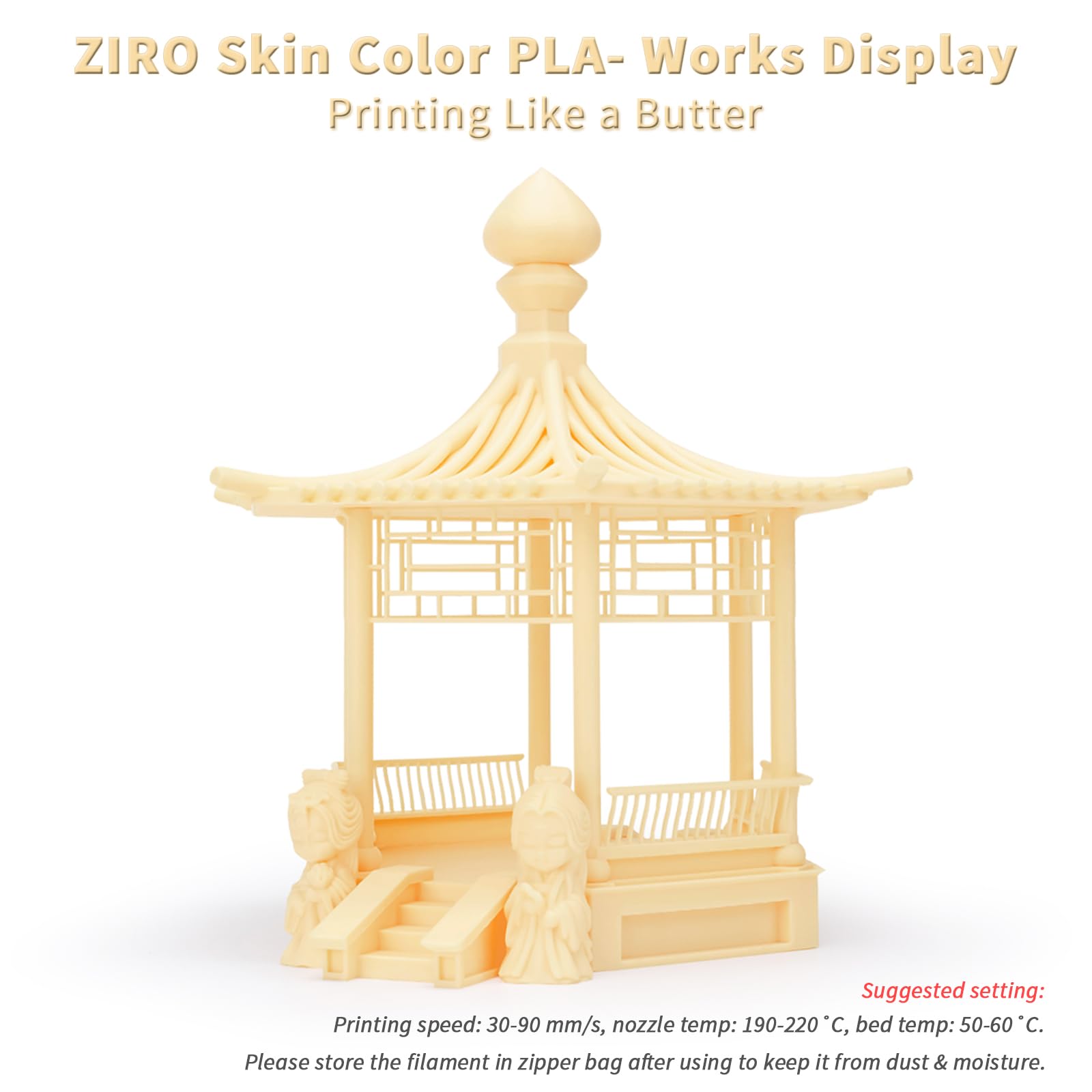 ZIRO PLA Filament 1.75mm,3D Printer Filament PLA PRO Basic Color Series 1.75MM 1KG(2.2lbs), Dimensional Accuracy +/- 0.03mm,Skin