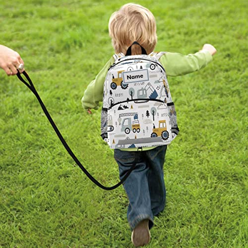 Custom Kid's Name Cute Toddler Backpack Personalized Childish Truck Excavator Mini Bag for Baby Girl Boy Age 3-7