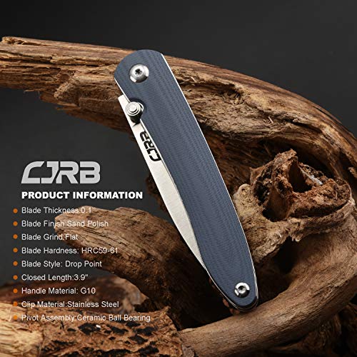 CJRB Folding Pocket Knife Ria(J1917), Small Tactical Knife with 0.1β 12C27 Blade and Micarta Handle for EDC Outdoor, Camping, Survival, Hunting, Fishing,Blue