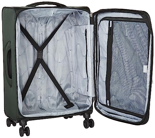 DELSEY Paris Sky Max 2.0 Softside Expandable Luggage with Spinner Wheels, Green, Checked-Medium, 24 Inch