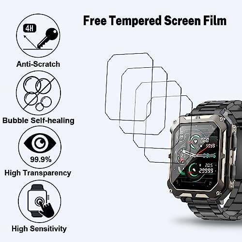 𝑭𝑰𝑳𝑰𝑬𝑲𝑬𝑼 𝑴𝒊𝒍𝒊𝒕𝒂𝒓𝒚 𝑺𝒎𝒂𝒓𝒕 𝑾𝒂𝒕𝒄𝒉 𝑴𝒆𝒏 Bluetooth Call Ip68 Waterproof Fitness Smart Watches Heart Rate Blood Pressure Smart Watch Black Steel Man Smartwatches for Android iOS