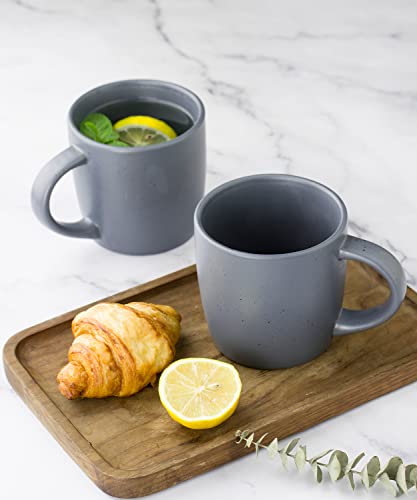 famiware Coffee Mugs Set of 4, 13oz Large Ceramic Coffee Mugs, Craft Spots Modern Coffee Mugs Set with handle for Tea Latte Cappuccino Milk Cocoa, Charcoalā¦
