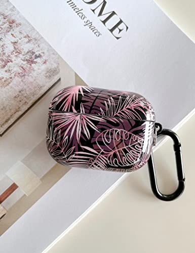 Flower Case Compatible with Apple AirPods Pro Floral, Leaf Smooth Design Cute Kawaii Protective Case Anti-Fall Headphone Case for Airpod Pro Case (AirPods Pro, Rose Gold Leaf)