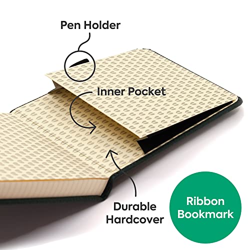Dingbats A6+ Wildlife Notebook Journal Hardcover, Cream 100gsm Ink-Proof Paper, 6.1 x 4.3 inches, 192 pages (Green Deer, Dotted)