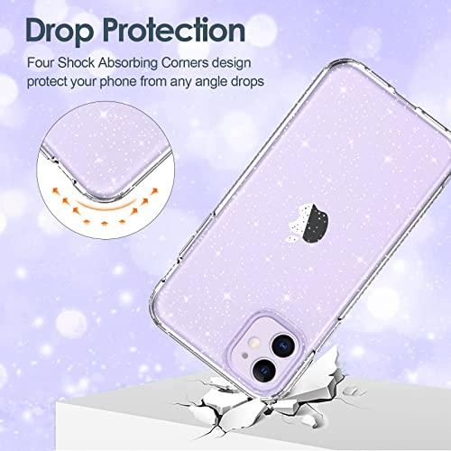 Hython Case for iPhone 11 Case Glitter, Cute Sparkly Clear Glitter Shiny Bling Sparkle Cover, Anti-Scratch Soft TPU Thin Slim Fit Shockproof Protective Phone Cases for Women Girls Girly, Clear Glitter