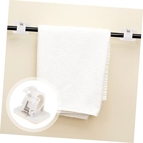 DOITOOL 32 Pcs Curtain Rod Hanger Adjustable Drop Hitch No Nail Curtain Rod Nail Free Adjustable Curtain Rod Holder No Drill Curtain Rod Brackets Shower Curtain Rod Abs White No Nails
