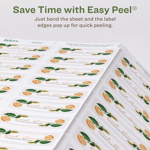 Avery EcoFriendly Recycled Address Labels, 1" x 2-5/8", White, Permanent Label Adhesive, 3,000 Printable Labels (48460)