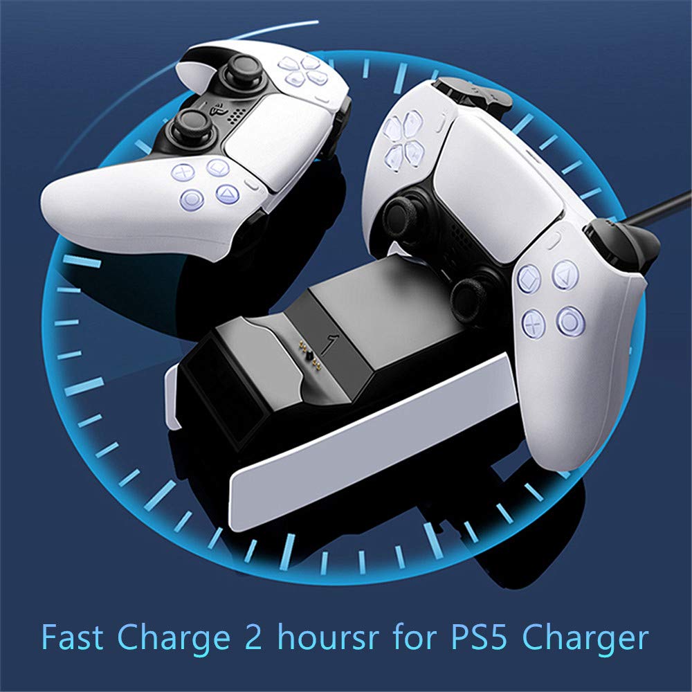 Arector PS5 Controller Charger Compatible for Playstation 5 Controller, Newest Version USB Charger Charging Docking Station Stand -Black