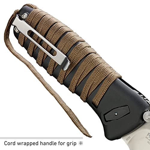 Columbia River Knife & Tool Parascale EDC Folding Pocket Knife with Deadbolt Lock, Heavy Duty Everyday Carry, Drop Point Satin Blade, Cord-Wrapped Handle, Thumbstud 6235