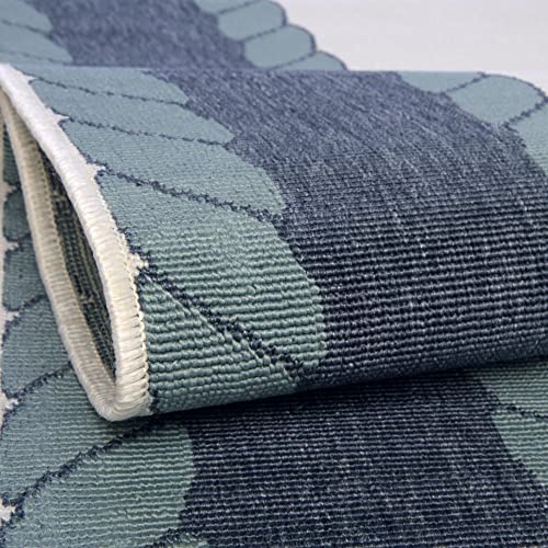 Unique Loom Outdoor Coastal Collection Area Rug - Anchor (7' Round Navy Blue/Light Blue)