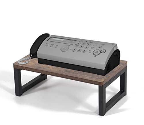 JOIN IRON Dark Brown Wood Computer Monitor Stand with Storage.Laptop Computer Shelf.Ergonomic Monitor Riser Desk Organizer.Office Supplies,Printer,iMac,Pc,Fax Machine Shelving Rack