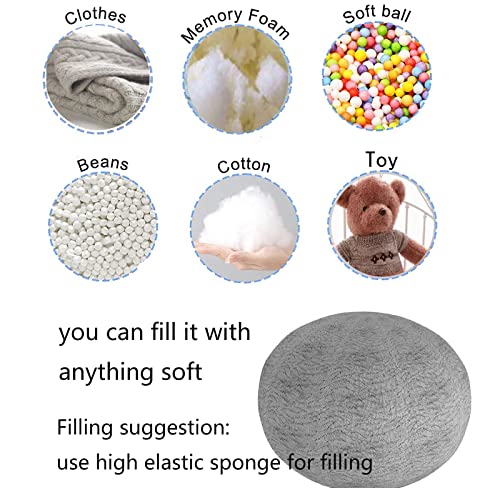 Giant Fur Bean Bag Chair Cover for Kids Adults, (No Filler) Living Room Furniture Big Round Soft Fluffy Faux Fur Beanbag Lazy Sofa Bed Cover,Snow White,6FT 180 * 90cm(Snow White)