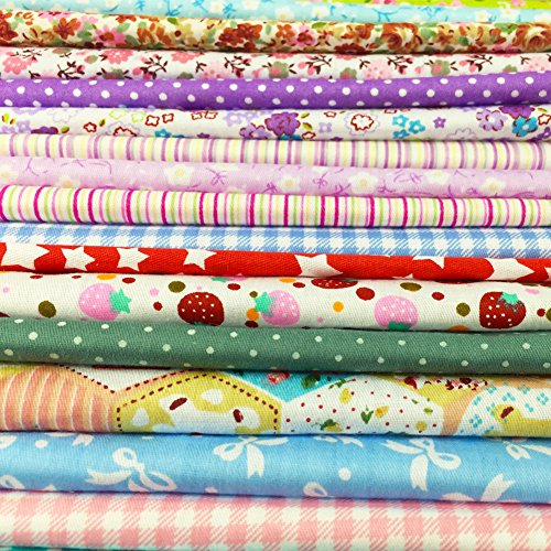 flic-flac 50pcs 10 x 10 inches (25cmx25cm) Cotton Fabric Squares Quilting Sewing Floral Precut Fabric Square Sheets for Craft Patchwork (50pcs 25cm*25cm)