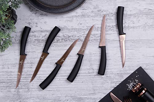 Berlinger Haus 11 Piece Knife Set, Eco Friendly Knives Set for Kitchen, Cooking Knives with Ergonomic Handles, Sharp Cutting Stainless Steel Chef Knife Set, Rose Gold
