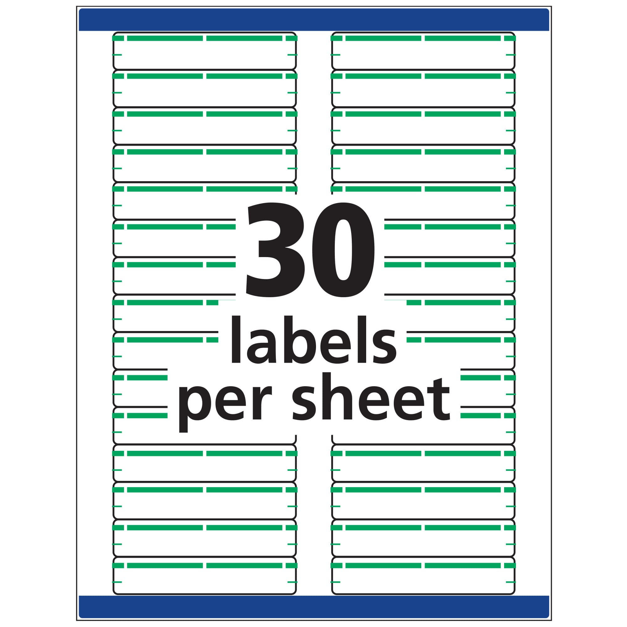 Avery Green File Folder Labels for Laser and Inkjet Printers with TrueBlock Technology, 2/3 inches x 3-7/16 inches, Box of 1500 (5866)