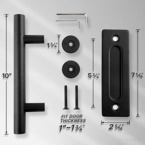 EaseLife 2 Pack 10" Sliding Barn Door Handles and Pulls,Rustic Double Sided Hardware Set,Heavy Duty,Matte Black Powder Coated Finish,Easy Install