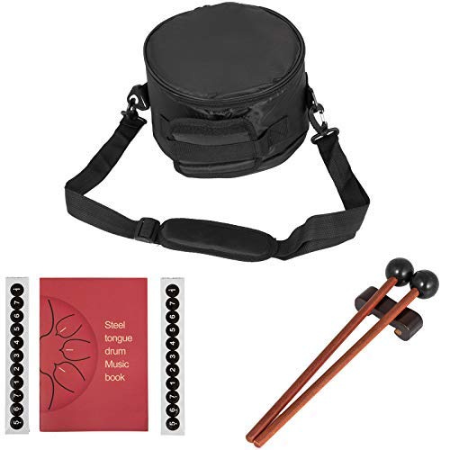 Happybuy Steel Tongue Drum 8 Notes 10 inches Mini Tongue Drum Red Handpan Drum Notes Percussion Instrument Steel Drums Instruments with Bag, Music Book, Mallets,Mallet Bracket