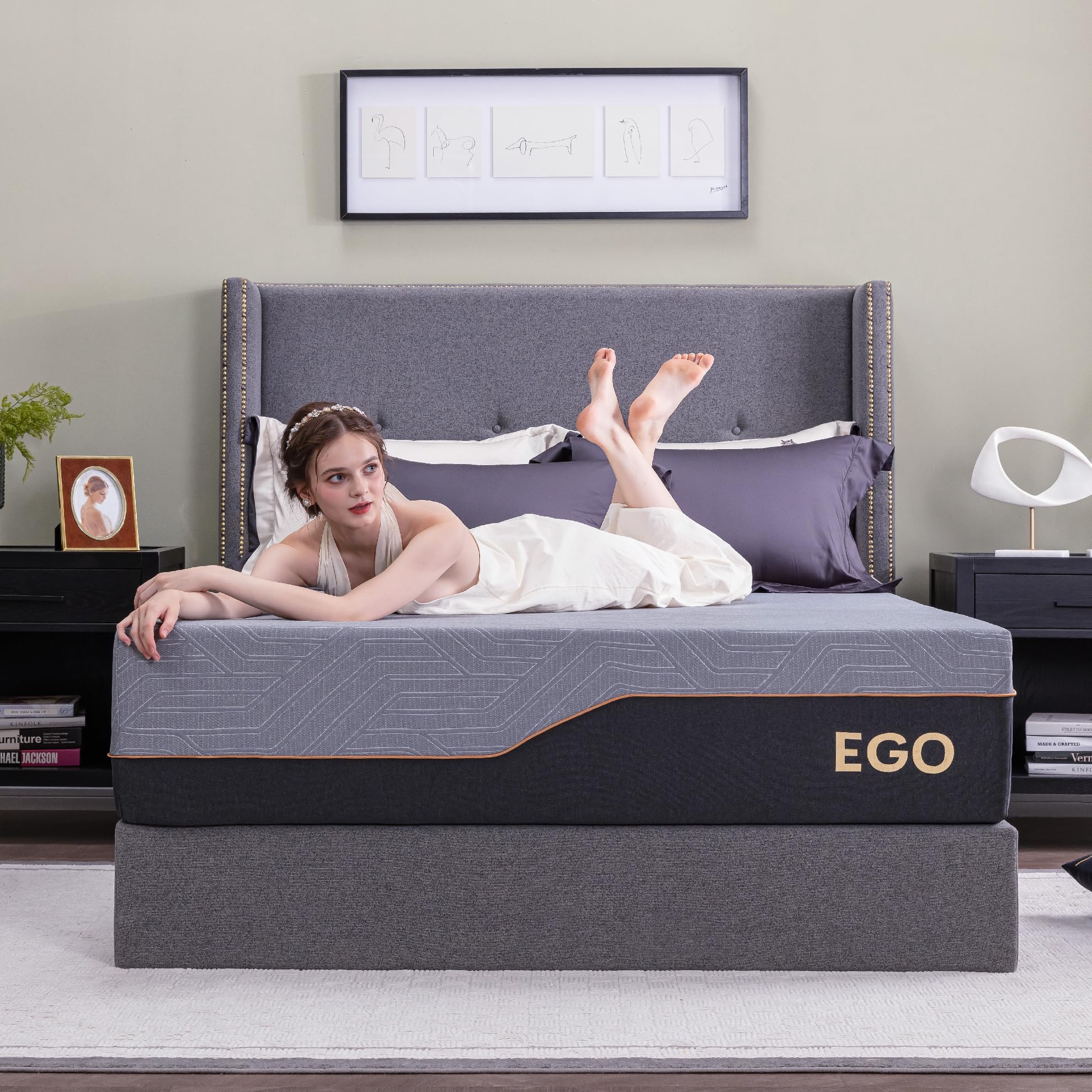 Copper Gel Memory Foam Mattress, 14 Inch Queen Size Mattress Mattresses Made in USA, CertiPUR-US Certified, Bed Mattresses, Medium Firm, Black-New
