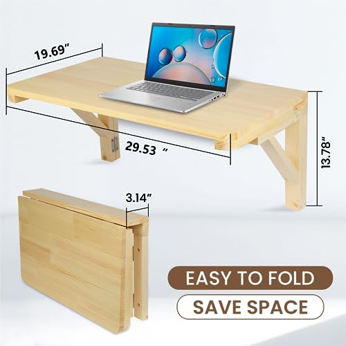 Folding Table Wall Mounted Space Saving,Foldable Wall-Mounted Table,Multifunctional Foldable Wall Table,Save Space for Laundry, Study, Dining Room,Multiple Sizes (29.5“×19.7”(75cm×50cm))