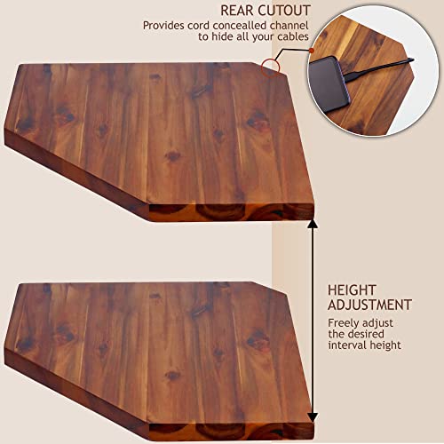 Demigo Corner Shelf Wall Mount, Set of 2 Solid Acacia Wood Floating Corner Shelf, Smooth - Durable - Attractive Corner Shelves for Bedroom Living Room Bathroom Kitchen
