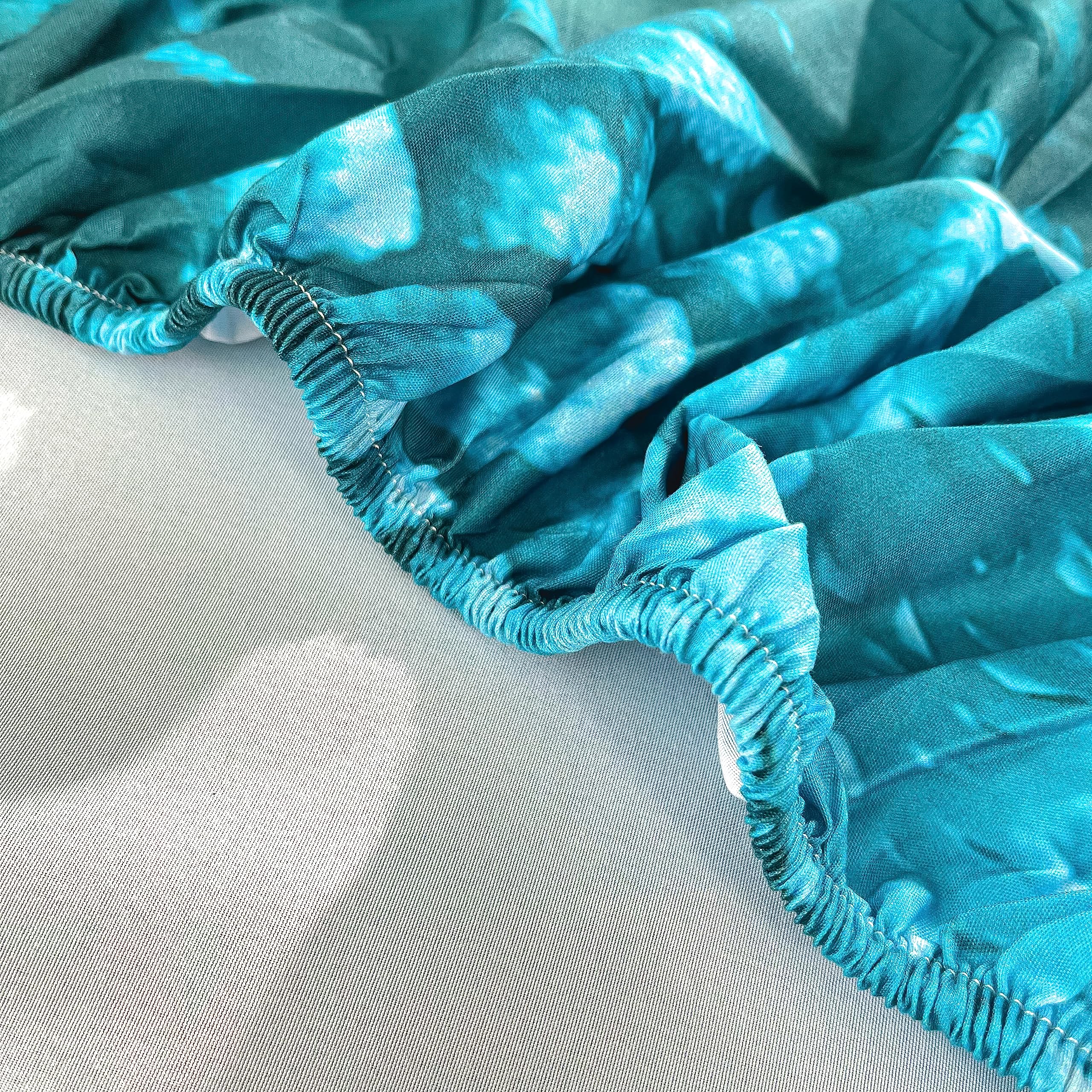 CVHOUSE Sea Turtle Fitted Sheet,Ocean Bed Sheet Set Twin Size,Turtle Bedding Set for Boys Kids Girls,1 Flat Sheet & 1 Fitted Sheet with 2 Pillow Cases - 4 Piece