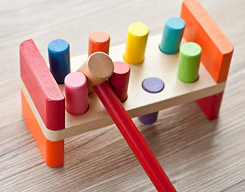 Joyshare Pounding Bench Wooden Toy with Mallet, Hammer Toys for Toddlers 2-3 4 5 Year Old