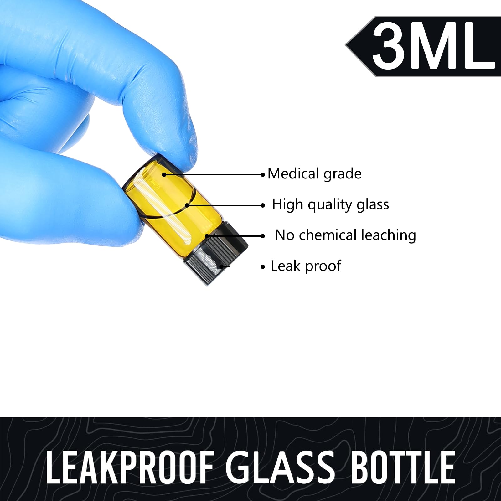 Newzoll 20pcs 3ml Mini Amber Glass Vials With Screw Caps, Small Bottles Sample Vials for Essential Oil and Perfume