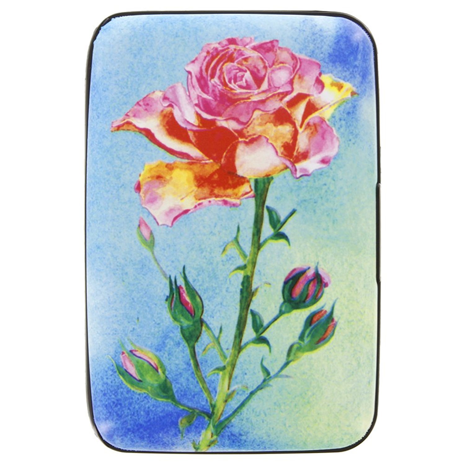 Flower Armored Wallet Credit Card Case (Rose)