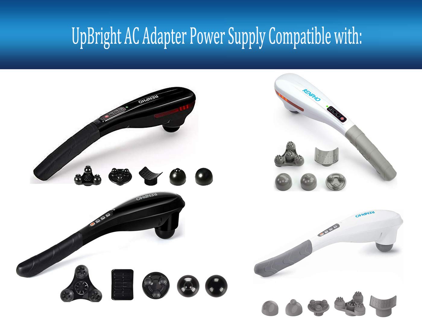 UpBright 12V 1A AC/DC Adapter Compatible with RENPHO EM-2016C-B EM-2017C EM-2018C RF-EM2018C EM2016C 7.4V 8.4V Rechargeable Battery Cordless Electric Massager XH0900-1000L 9V Power Supply Charger PSU