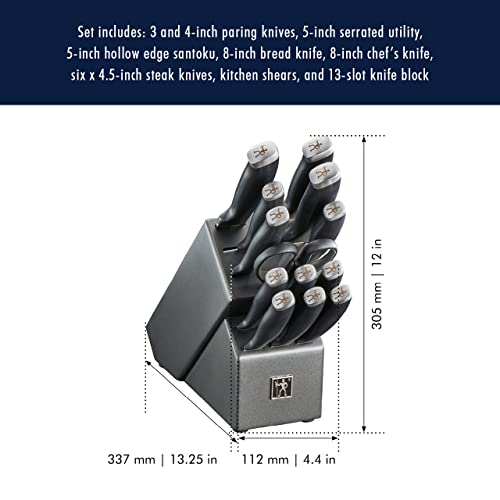 HENCKELS Silvercap Razor-Sharp 14-Piece Knife Set, Chef Knife, Paring Knife, Utility Knife, Bread Knife, Steak Knife, German Engineered Informed by 100+ Years of Mastery