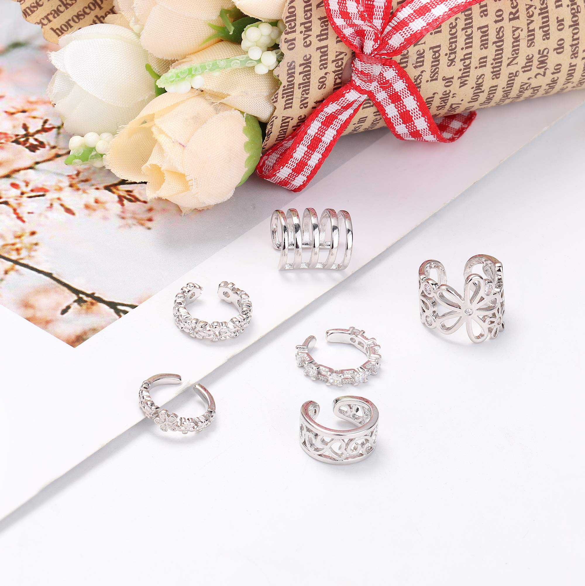 Jstyle 20Pcs Adjustable Ear Cuffs Earrings Set for Women Stainless Steel Non-Piercing Cartilage Clip On Wrap Earring Set