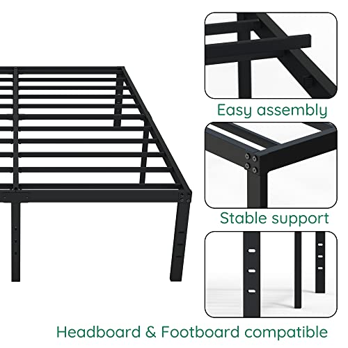 DiaOutro 18 Inch California King Bed Frames Heavy Duty Metal Platform No Box Spring Needed, Maximum Storage, Easy to Assembly, Noise Free, Black