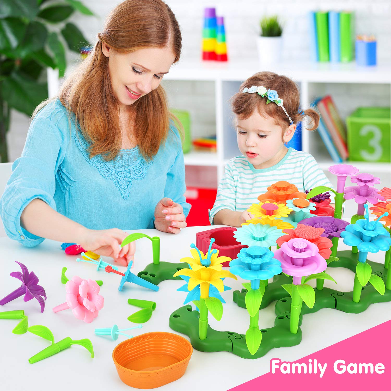 Flower Building Toy Garden Building Blocks Toy Set for Kids, 101 PCS Educational Toy Creative Playset for Age 4,5,6,7 Year Old Gifts