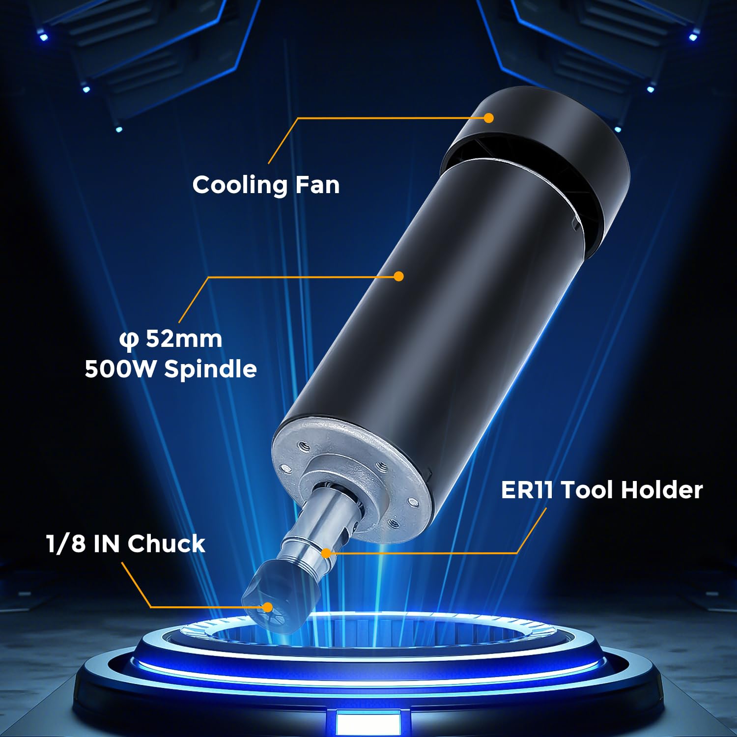 CNC Spindle, 500W CNC Spindle Motor,52mm Clamp with ER11 Collet and 10pcs Router Bit,High Precision for DIY CNC Router Milling and CNC Router Machine