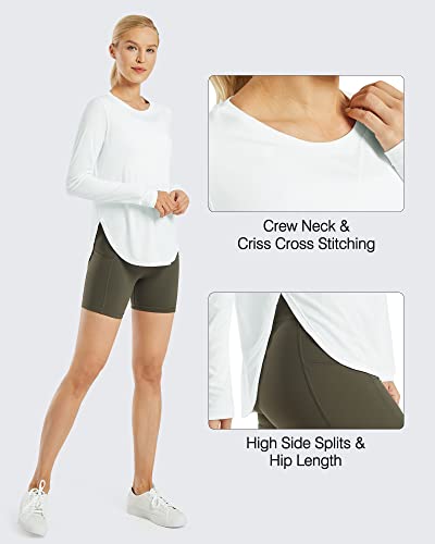 G4Free Women's UPF 50+ UV Sun Protection Long Sleeve Shirt Running Hiking Athletic T-Shirt Lightweight Quick Dry(White,L)