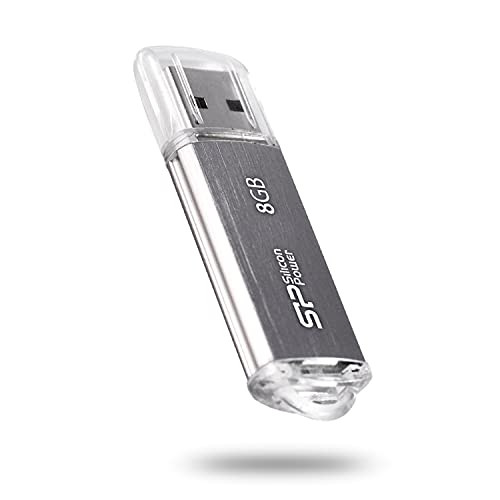 Silicon Power SP Silicon Power USB Memory 8GB USB3.0 Gen1 (USB3.2 / USB3.1) Aluminum Body Flash Drive Silver SP-UFD8GBSL3