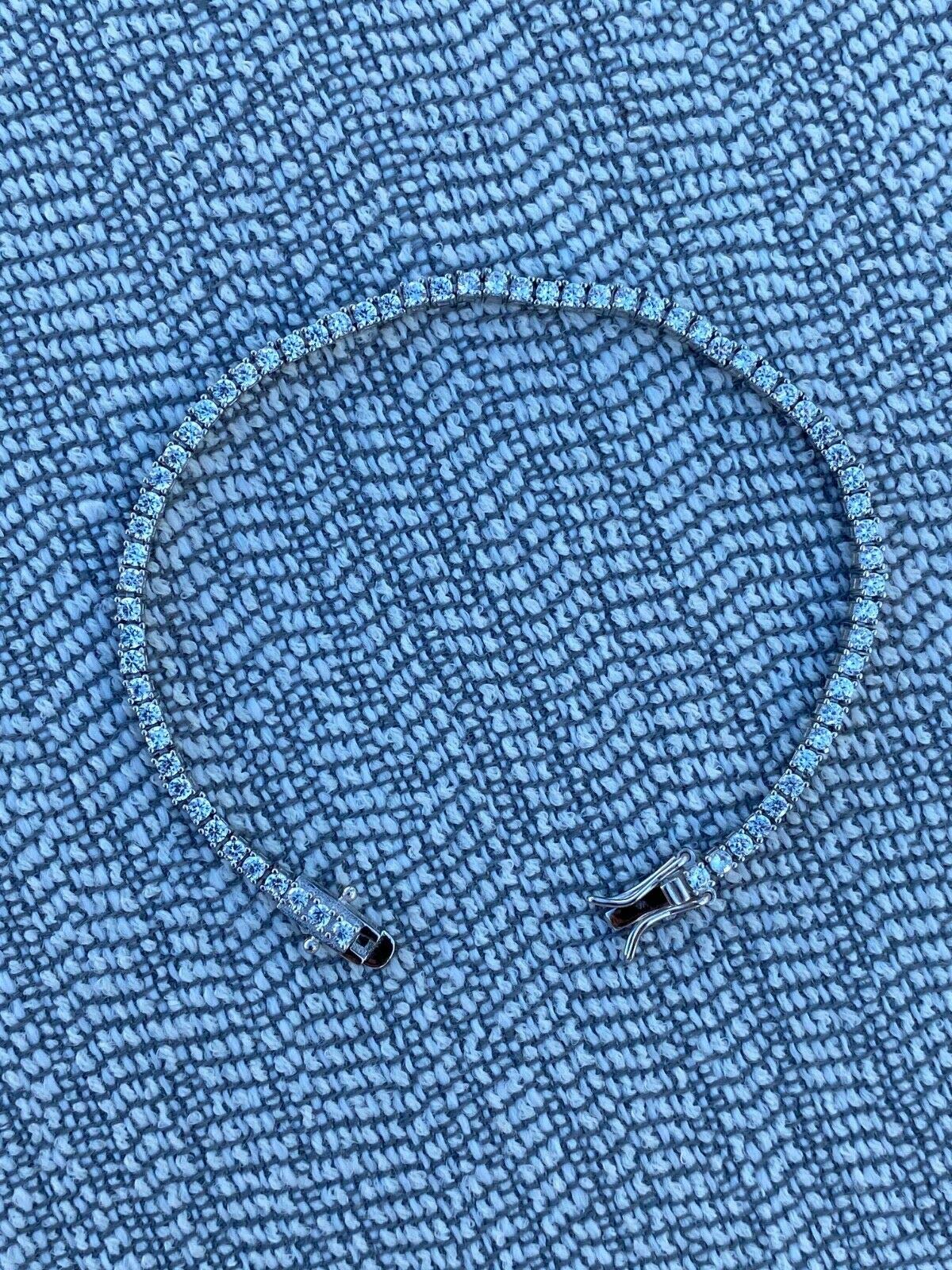HarlemBling Real Solid 925 Sterling Silver 2mm CZ Tennis Bracelet - 6-8.5" Iced Diamond One Row Bracelet - Thin & Great For Classy Everyday Look (7)