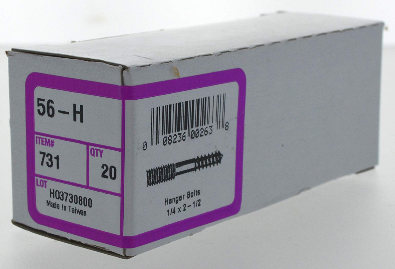 Hillman 731 Hanger Bolt 1/4 x 2 1/2 In. 20-Pack,Zinc