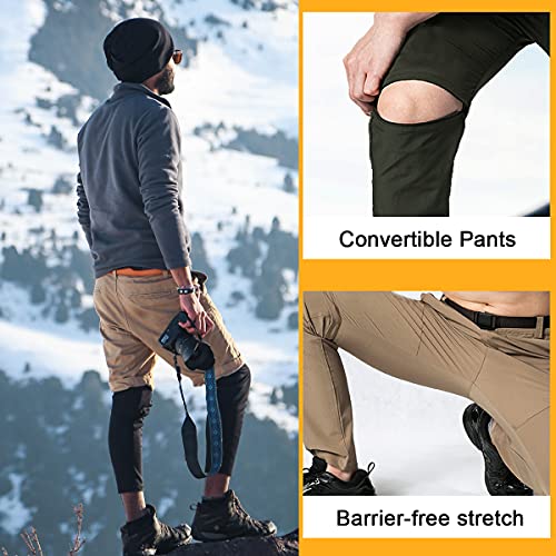 Gash Hao Mens Hiking Convertible Pants Outdoor Waterproof Quick Dry Zip Off Lightweight Fishing Pants(Khaki 32X32)